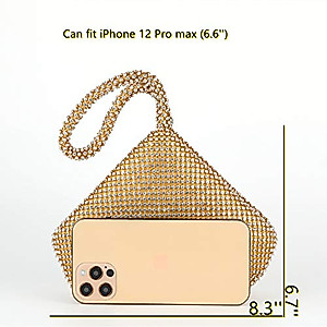 Vgift Clutch Purses for Women Evening, Glitter Wrist Bag Rhinestone Purse, Gold