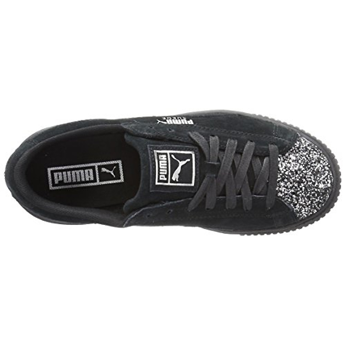 Puma Women's Suede Platform Crushed Gem Black Aged Silver, 9.5 M US