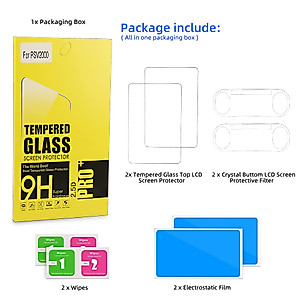 Xahpower PS Vita 2000 Screen Protector, 9H Tempered Glass Front Screen Protector and HD Clear PET Back Screen Protective Film for Sony PlayStation Vita 2000