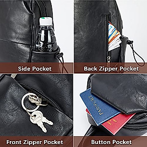 BOSTANTEN Sling Bag Leather Crossbody Backpack Shoulder Bag for Men Travel Hiking Everyday Use, Black