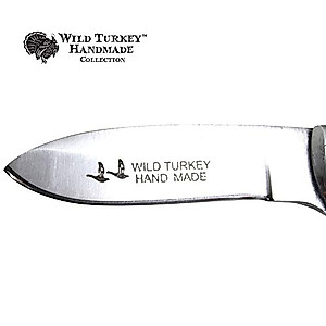 Wild Turkey Handmade Collection 7.25" Fixed Blade Hunting Knife w/Leather Sheath (Bone)