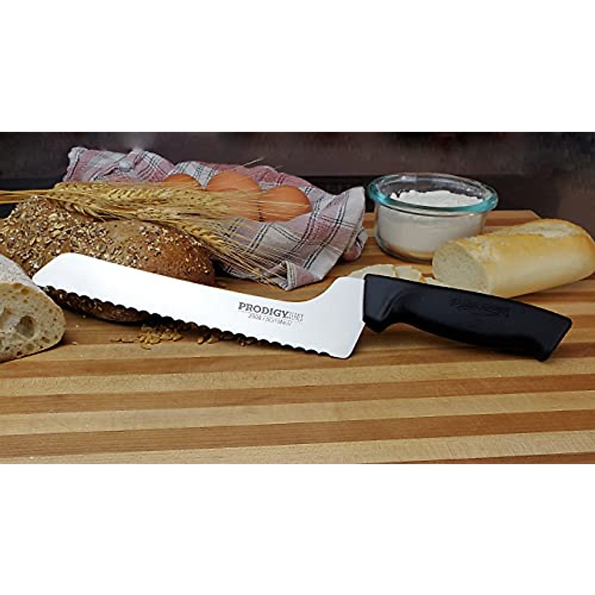 Ergo Chef Prodigy Series Serrated Off-Set Bread & Deli Knife Ergonomic Comfort-Grip Handle (8 inch)