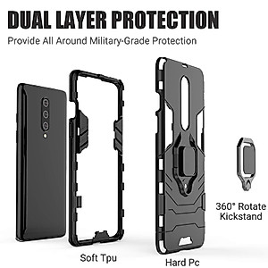 Jusy Heavy Duty Shockproof for Oneplus 8 5g Case with Rotating Ring Kickstand [NOT fit Verizon & 8pro & 8T], Support Car Magnetic Bracket, Dual Layer Protive Phone Cover for OnePlus 8 5g (Red)