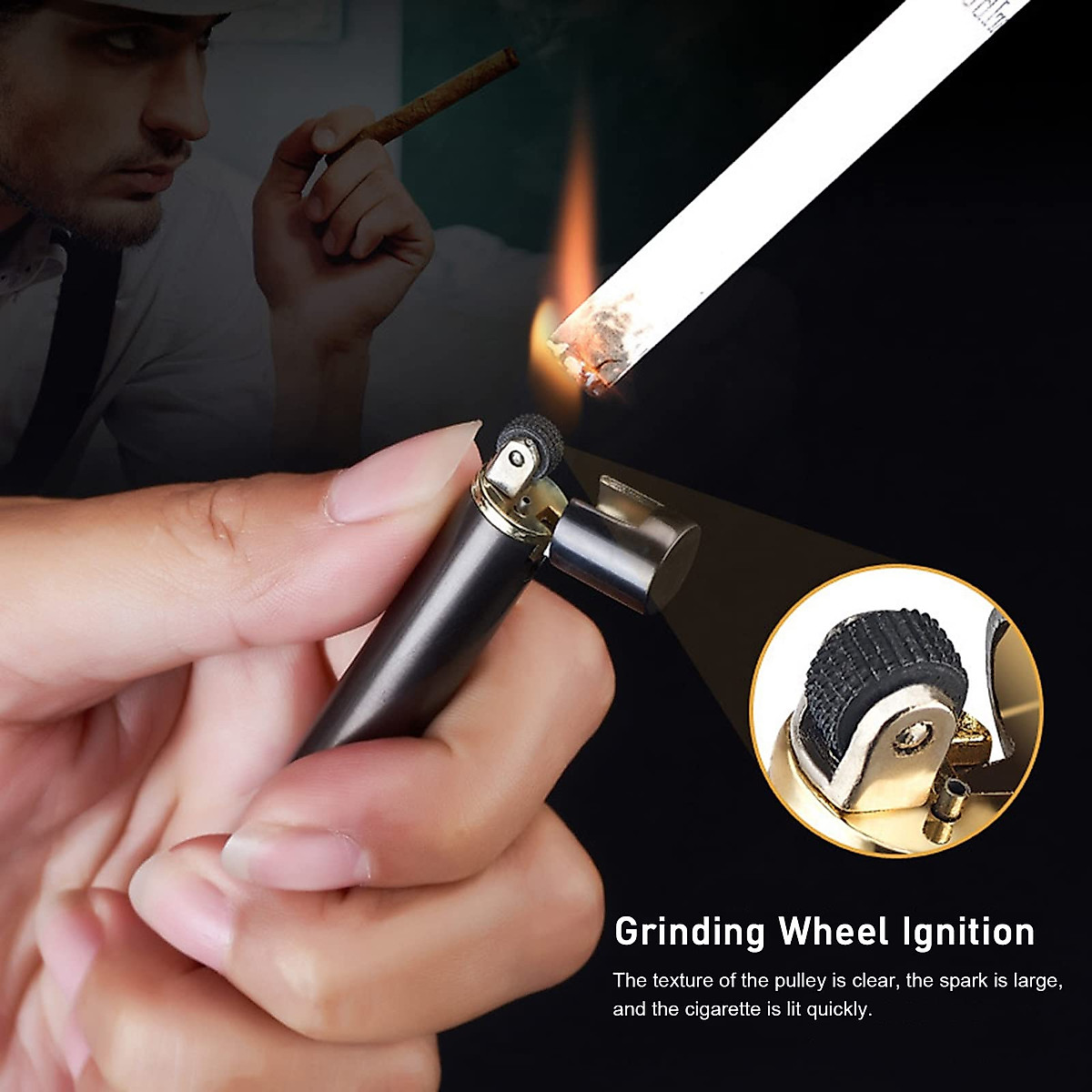 2pcs Torch Lighter, Mini Cylindrical Strip Refillable Gas Lighter, Portable Adjustable Soft Flame Lighter for Kitchen, Indoor,Outdoor,Grill,Camping(without Butane Gas)-Blue White Porcelain/Blue White