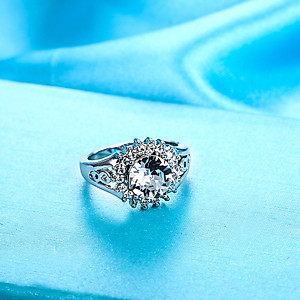 Sllaiss Made of Austrian Crystal Halo Engagement Rings for Women White Gold Plated Band Infinity Promise Rings Solitaire Wedding Ring Jewelry Gift (5)