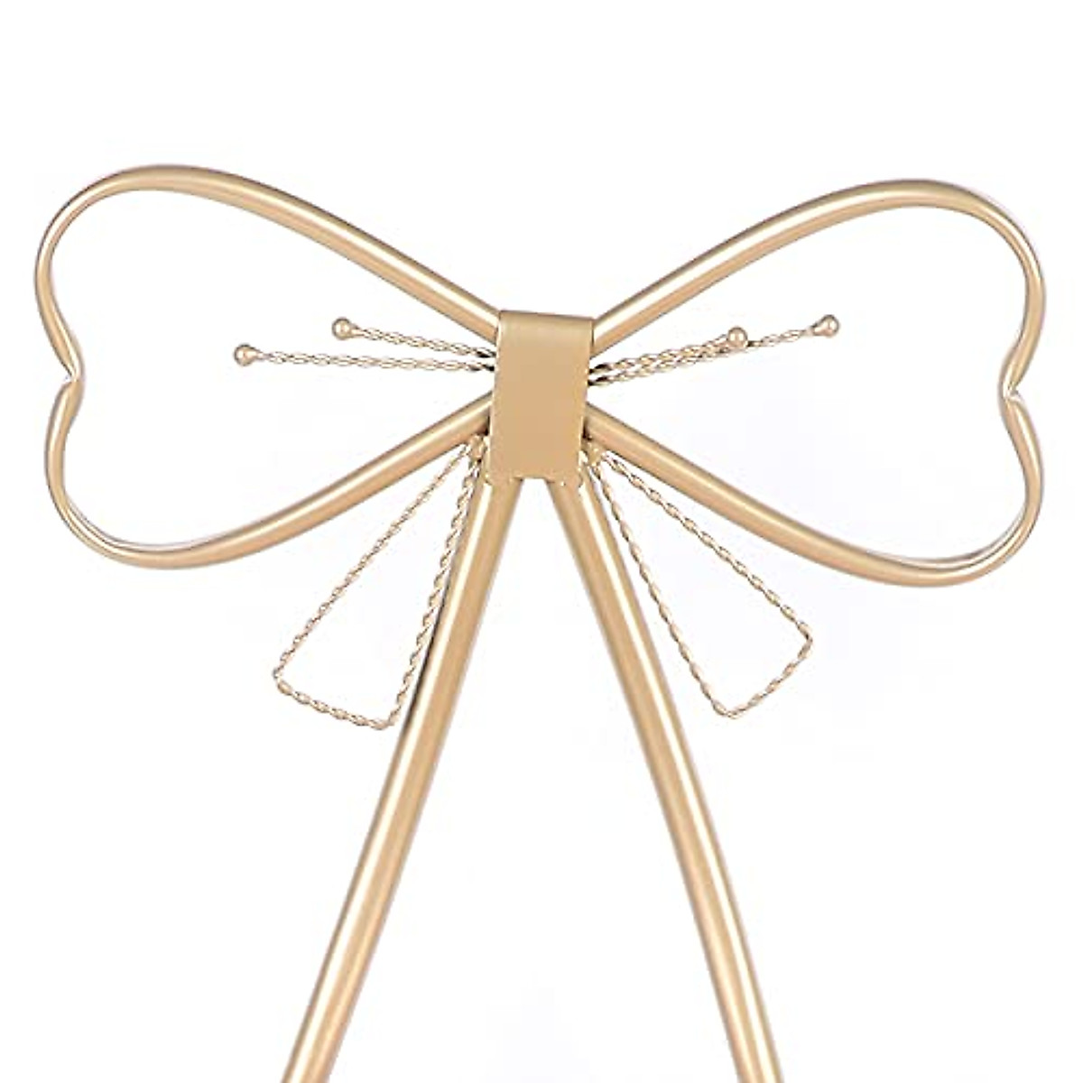 Gdrasuya10 82cm Soft Pink Velvet Cushion Butterfly Bow Tie Chairs Metal Frame Lounge Dresser Seats with Butterfly Backrest for Kitchen Dining Coffee Restaurant Bedroom Home Gold (A-Dark Pink)