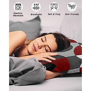 Edwiinsa Red Black Grey Pillow Covers King Standard Set of 2 Bed Pillow, Modern Geometric Abstract Art Aesthetics Plush Soft Comfort for Hair/Skin Cooling Pillowcases with Envelop Closure 20''x36''