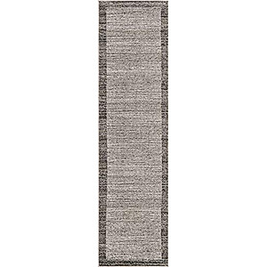 Unique Loom Del Mar Collection Area Rug - Abigail (2' 7" x 10' Runner, Light Gray/ Black)