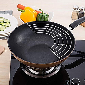 Stainless-Steel Semi-circular Oil Drain Rack,Wok Cooling Rack, Home Baking Cooking Oil Drip Filter For Tempura, Fried Food,Stainless Frying Rack (27.5/33.5cm)(L)