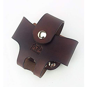 Basket Style Leather Tape Measure Holder by AP Saddlery (Dark Brown)