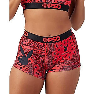 PSD Women's Playboy Paisely Boy Shorts, Red, L