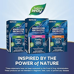 Nature's Way Women's Extra Strength** Fortify Probiotic, 50 Billion Live Cultures, Supports Digestive, Vaginal, & Immune Health*, Plant-Based Prebiotic Fiber, Non-GMO, 30 Capsules (Packaging May Vary)