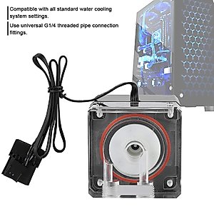 Mute Water Pump,PC Water Cooling Integrated Water Pump Support PWM Intelligent Control Speed,Universal G1/4 Threaded Pipe Connection,D Port + 4 Pin Interface