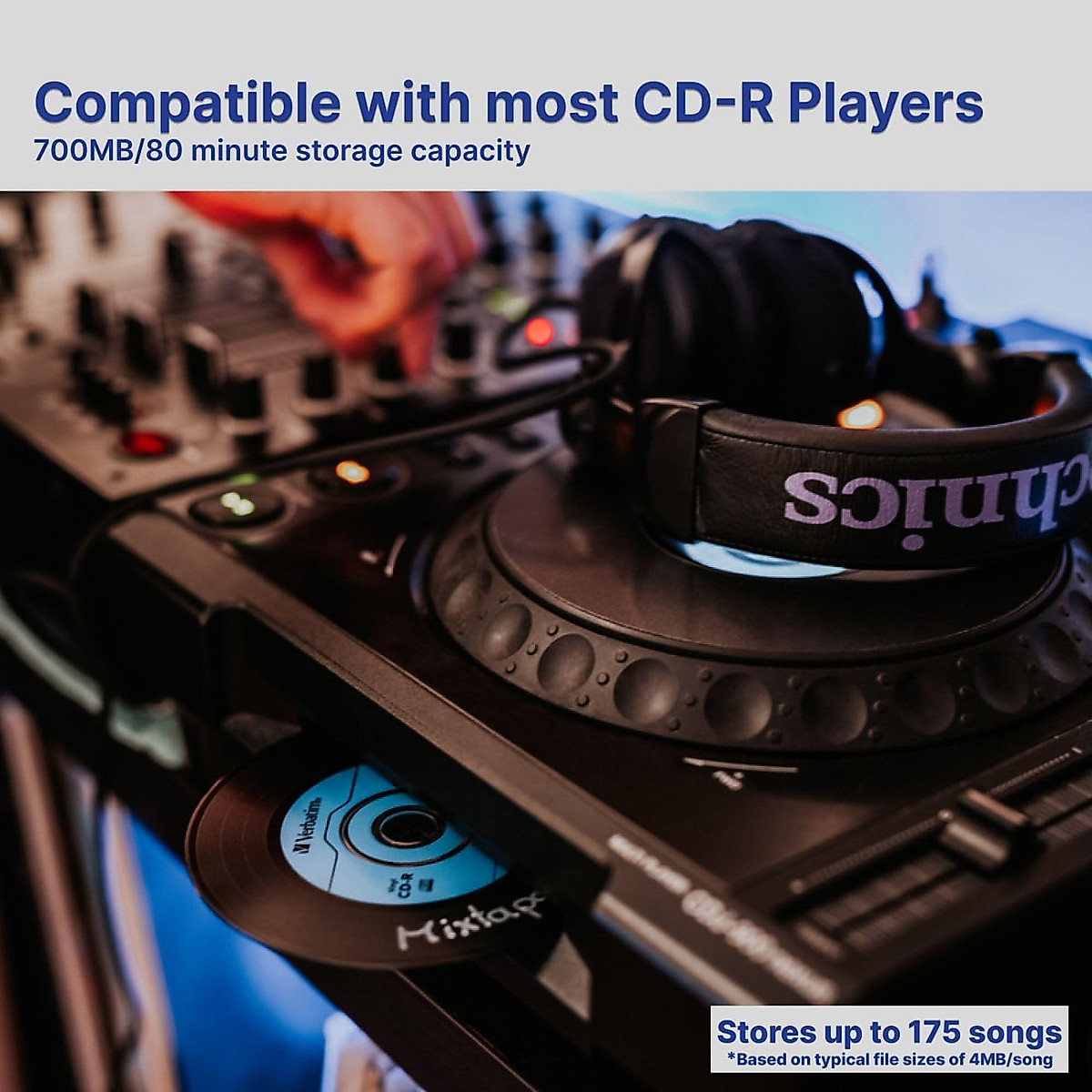 Verbatim CD-R Blank Discs 700MB 80min 52X Recordable Disc for Data and Music with Digital Vinyl Surface - 50pk Spindle Blue/Green/Orange/Pink/Purple