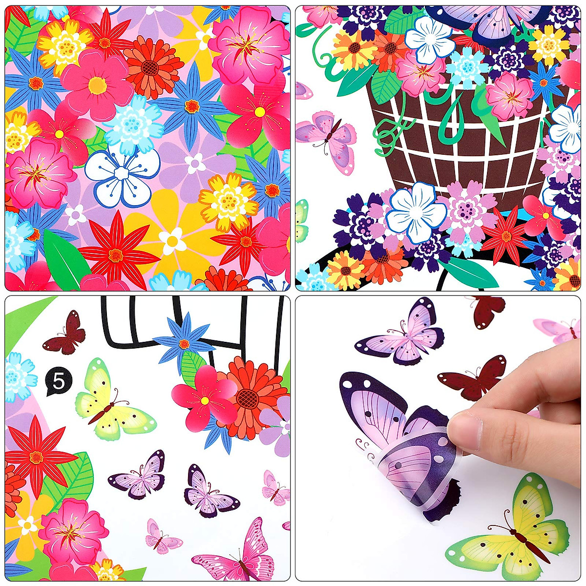 2 Sheets Flower Butterfly Girls Wall Decals for Bedroom Flower Fairy Wall Sticker and Murals Decorative Girl on Bicycle Girls Room Wall Stickers for Girls Kids Bedroom Birthday Party Favor