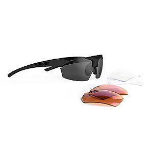 Tifosi Jet - Interchangeable Sport Sunglasses (Matte Black (Smoke/AC Red/Clear))