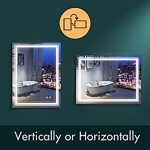 FRALIMK LED Bathroom Vanity Mirror 20x28 Inch Lighted Bathroom Wall Mirror, Dimmable Lights (3 Modes), Anti-Fog, Horizontal, Vertical