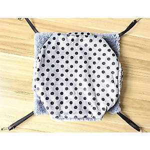 WOWOWMEOW Small Animals Plush Hammock Rat Ferret Triple Bunkbed Hammocks Cage Hanging Warm Hideout for Sugar Glider Squirrel (Small, Dots-Grey)