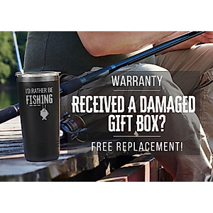 Onebttl Fishing Gifts for Men Guys, Unique Fishing Mug for Him, 20oz Stainless Steel Tumbler Fishing Tumbler for Dad, Husband, Coworkers, Friends, I'd Rather be FXXXing