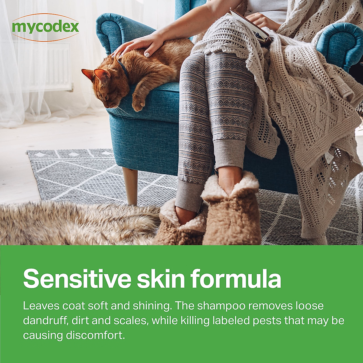 PRN Pharmacal Mycodex Flea and Tick Shampoo P3 - Sensitive Skin Shampoo for Dogs & Cats - with Oatmeal, Lanolin, & Aloe - Removes Dandruff, Dirt, & Scales While Killing Fleas, Ticks & Lice - 12 Fl Oz