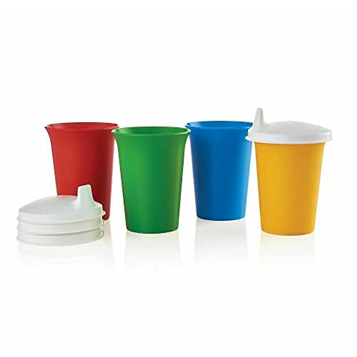 Tupperware Bell Tumblers with Domed Sipper Seals in Green, Red, Blue, and Yellow