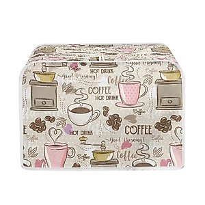 Talayituse Coffee Theme 4 Slice Toaster Covers Dust Protection Bread Maker Covers Toaster Oven Cloth Cover Kitchen Accessories Washable Appliance Cover