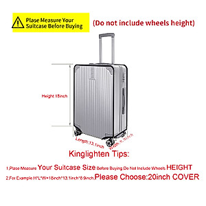 Kinglighten 20 Inch Luggage Cover Protector Bag PVC Clear Plastic Suitcase Cover Protectors Travel Luggage Sleeve Protector