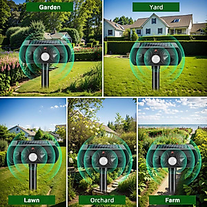 Ultrasonic Animal Repellent Outdoor Solar Animal Repeller with Motion Detection Waterproof Cat Deterrent Outdoor Deer Repellent Device for Fox Raccoon Rabbit Squirrel Skunk Repellent for Yard (4)