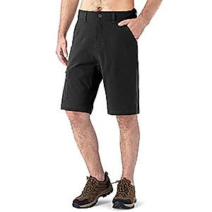 NAVISKIN Men’s 10.5" UPF 50+ Sun Protection Cargo Shorts Quick Drying Outdoor Recreation Shorts Fishing Hiking Multi Pockets Black M
