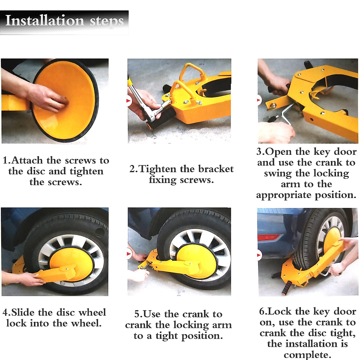 2 Pack Trailer Wheel Lock Clamp Boot Adjustable for RV Boat Trailer Truck Auto Car Heavy Duty Steel Anti-Theft Tire Lock Trailer Boot Towing Security Device