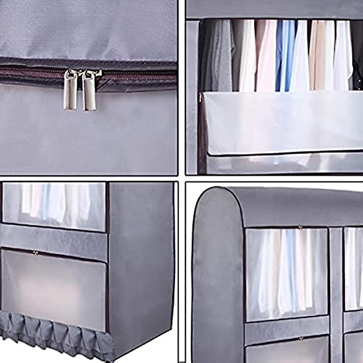 Cover for Clothes Stand - Dust Protection Clothes Cover Clothes Rack Storage Bag Clothes Rail Screen Protective Cover with Zip (Transparent,120 * 150 * 50cm)