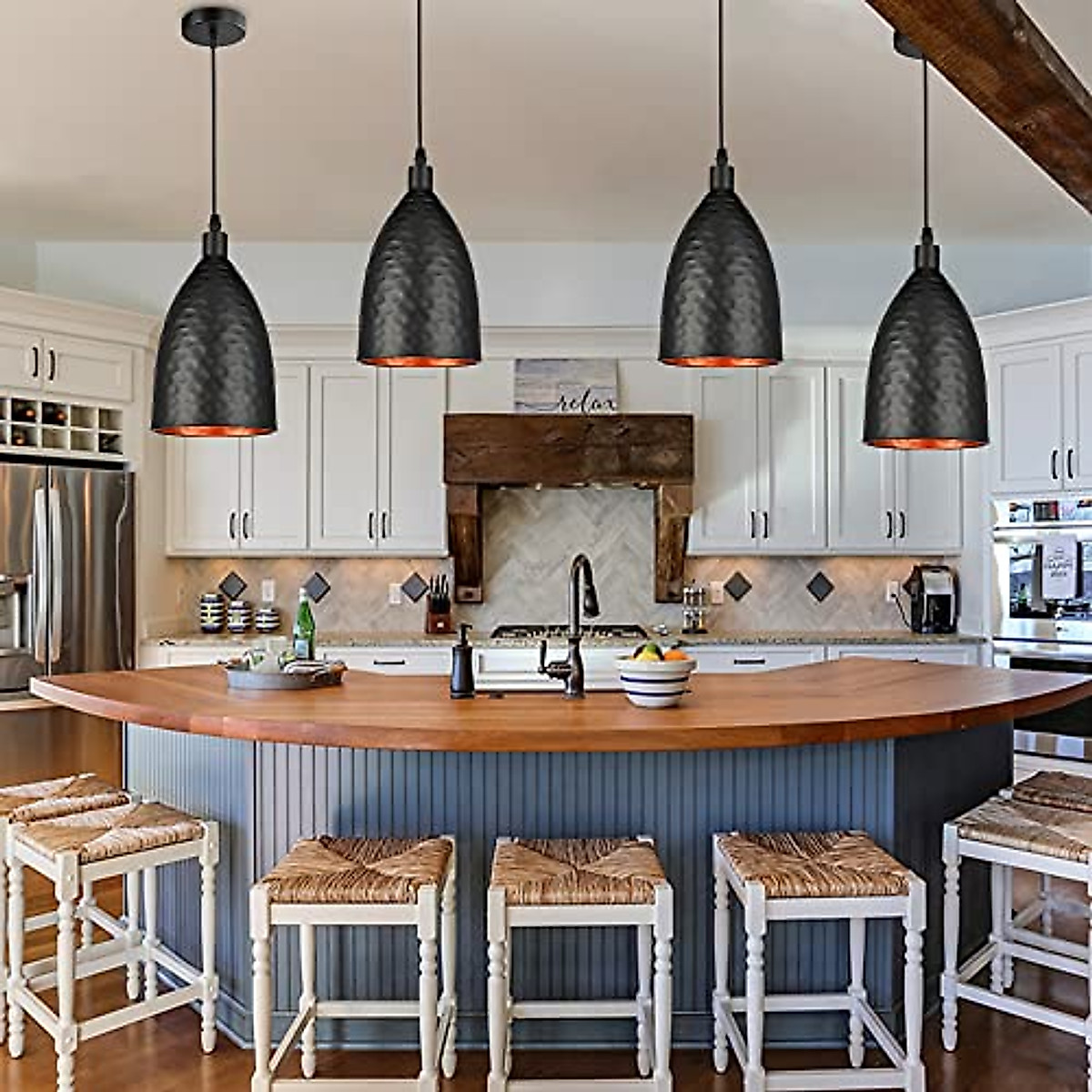 Pendant Light Black Metal Farmhouse Lighting Industrial Vintage for Kitchen Island Living Dinning Room Restaurant Cafe Bar Lighting