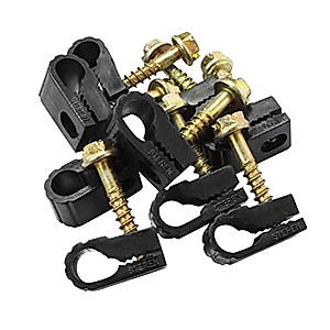 Coaxial Cable Clips - Cable Holder - Wire Clips - Siding Clips For Hanging - Cord Holder For Desk - Cable Clamps - Cord Clip - Wire Organizer Clips - Tv Mount Screws - Black - 100 Count (Pack oF 1) - STEREN