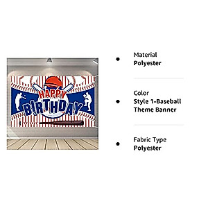 Baseball Party Decorations Baseball Happy Birthday Banner Party Supplies for Boys Kids Teens Large Sport Themed Birthday Backdrop for Christmas Holiday Birthday Party Favor Decor Photo Background
