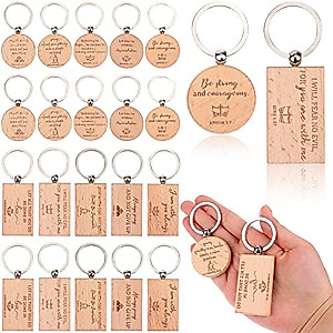 craftshou 60 Pack Bible Inspirational Keychains Wooden Bible Verse Bulk Key Chain Christian Quotes Sign Wood Keyrings Church Faith Gifts for Prayer Easter Party Favors Inspirational Engraved Gift