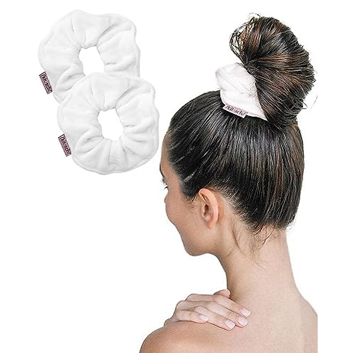 Kitsch Microfiber Hair Towel Scrunchies - Ultra Soft, Large, 2 pcs (White) - Ideal for Thick, Thin, Curly or Straight Hair - Fast Drying Magic - Perfect for Women and Girls - Machine Washable