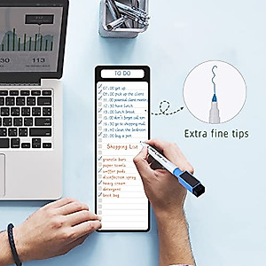 Magnetic Dry Erase List Board - 4"x12" Multifunctional List Board for Fridge - 6 Extra Fine Point Markers Included - Shipped Flat