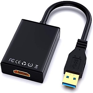 USB to HDMI Adapter Cable Compatible with Windows 10/8/7/XP,USB 3.0/2.0 to HDMI HD 1080P Multi-Display Audio Video Graphics Converter Cord for Computer,Laptop,PC,Desktop,HDTV,Monitor,Projector
