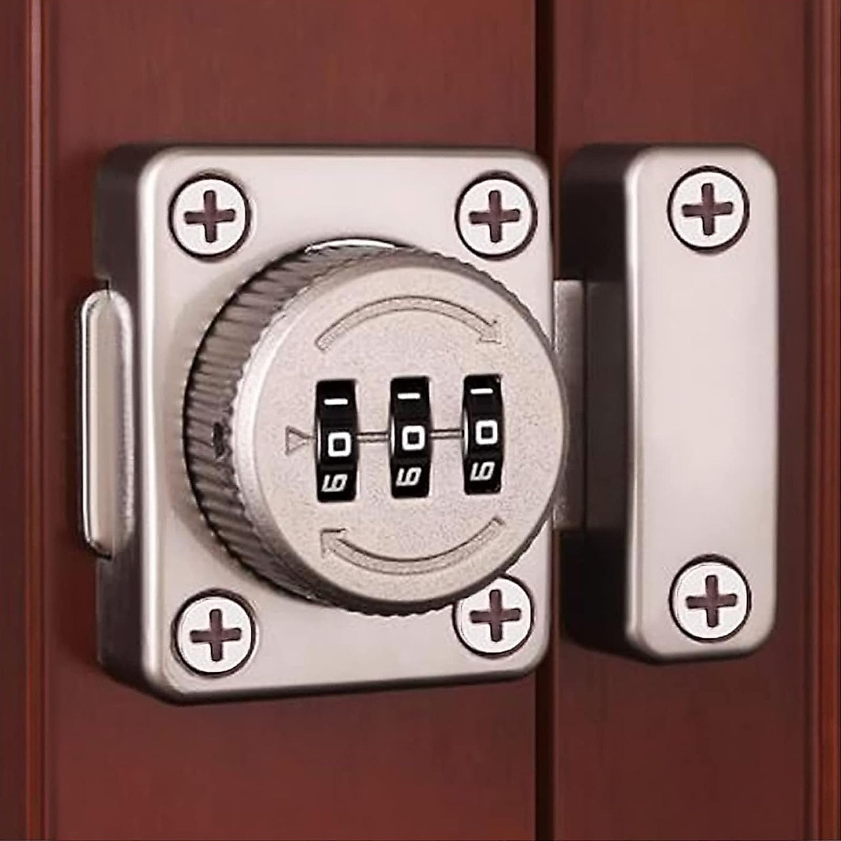 AMNGYOOK Keyless Cabinet Lock, Zinc Alloy 3-Digit Password Drawer Lock One-Way Door Latch for Cabinet, Drawer, Bathroom (Black)