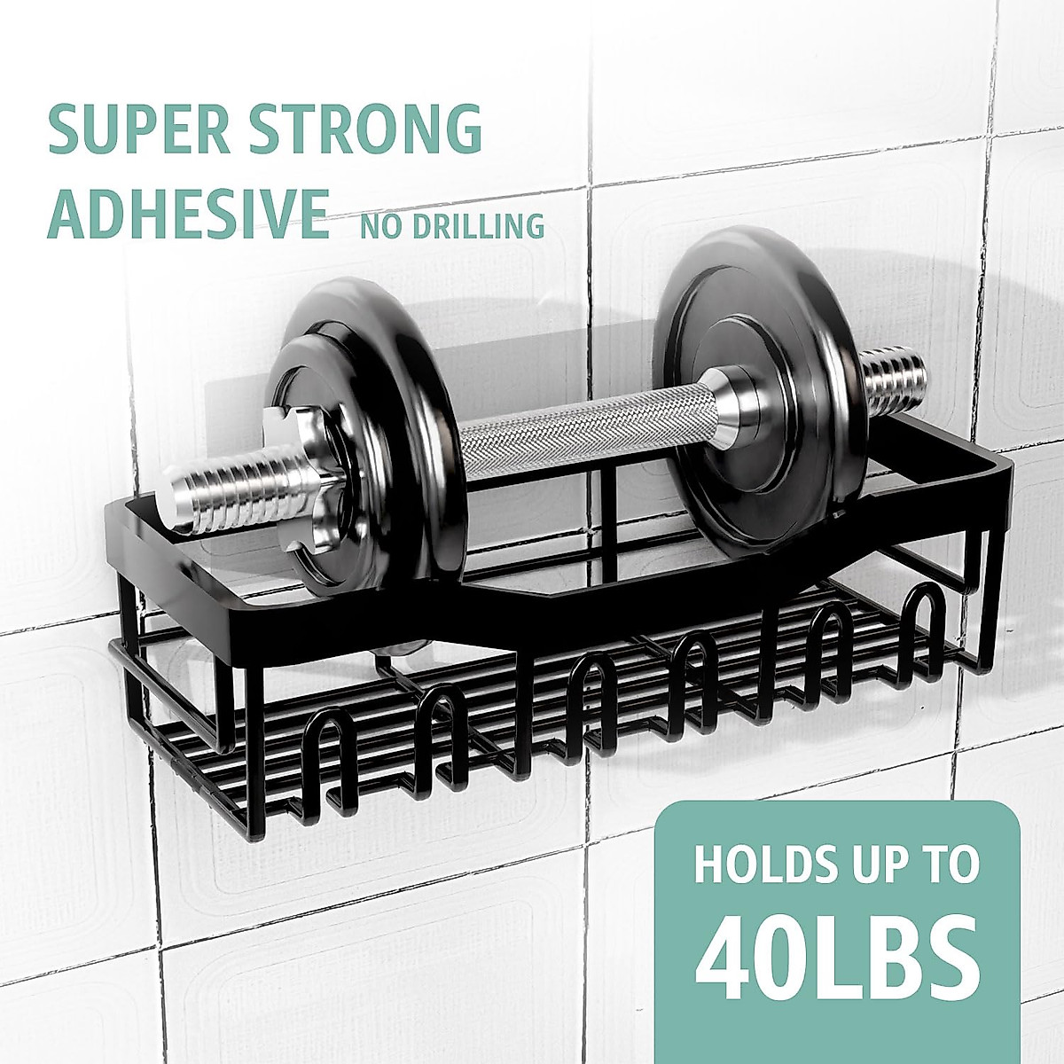 GD Adhesive Shower Caddy Bathroom Shower Organizer Storage 5 Pack Set, Adhesive Shower Organizer for Bathroom & Storage, Stainless Steel, Rustproof Stainless Steel Bathroom Organizer, No Drilling