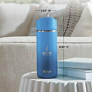 Ninja, Travel Mug, Sip Perfect 16oz, Brings Hot Drinks to Sippable Temperature in Minutes, Stainless Steel, Leak Proof, Dishwasher Safe, Metal, Insulated Tumbler, Tropical Blue, DW1603SB