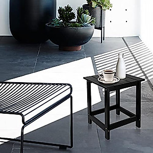 MATTIN Outdoor Side Table, Patio Side Table, Acacia Side Table Great for Outdoor Weather - Perfect for Pool Deck, Beach, Garden, Porch, Square Outdoor End Tables - Classic Black (Black-1Pack)