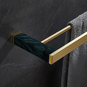 Bath Towel Bar Brass Brushed Gold Towel Rail Bar, Bathroom Towel Rack, Double-bar Nordic Bathroom Marble Towel Holder Towel Holder
