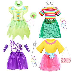 Teuevayl Little Girl Dress up Trunk Set, 20PCS Girls Pretend Play Princess Role Play Costumes Set, Singer, Princess, Fairy Costume for Girl Ages 3-7