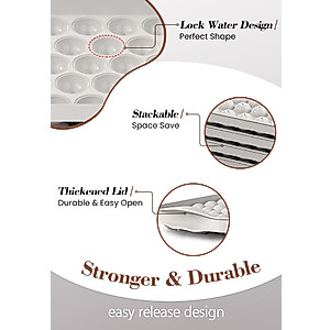 DOQAUS Round Ice Cube Trays with lid and Bin, 2 Pack Easy Pop Out Ice Trays for Freezer with Cover, Compact Circle Ice Cube Trays for Frezzer, Sphere Ice Cube Tray with Storage Ice Bucket Kits, Scoop