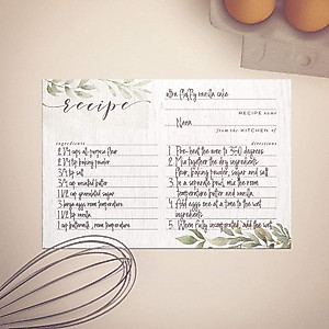 Farmhouse Greenery Recipe Cards from Dashleigh, 48 Cards, 4x6 inches, Sage Green and White, Water-Resistant and Double-Sided (Farmhouse Recipe Cards)