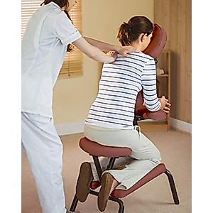 PayLessHere Massage Chair Portable Tattoo Chair Folding Height Adjustable 2 Inch Thick Sponge Light Weight Therapy Chairs Carring Bag Face Cradle Travel Spa Chairs,Burgundy