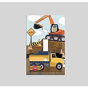 Truck Boys Room Light Switch Cover Plate Kids Decorative Tractor Nursery Teen Toddler Room Decor Bedroom Bathroom Playroom (Construction Truck)