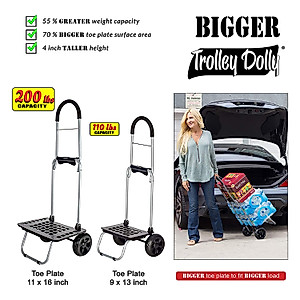 dbest products Bigger Trolley Dolly, Black Shopping Grocery Foldable Cart
