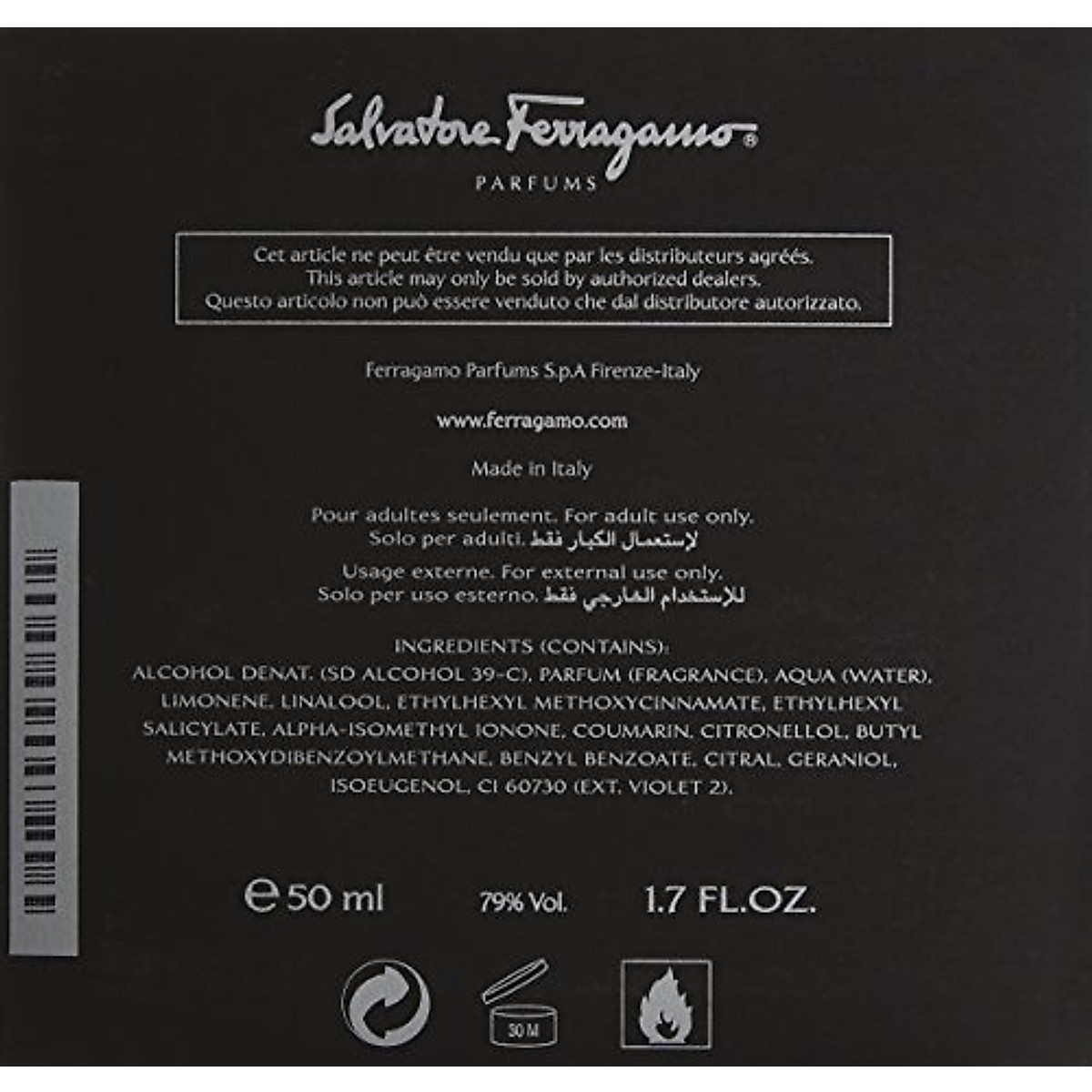 Salvatore Ferragamo F Black Eau De Toilette Spray for Men, 1.7 Fl Oz